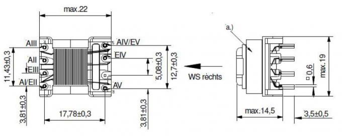 EE16 Ferrite Core High Frequency Transformer For Power Supply